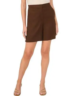Halogen Tailored High-waisted Linen Blend Shorts - Chicory Coffee