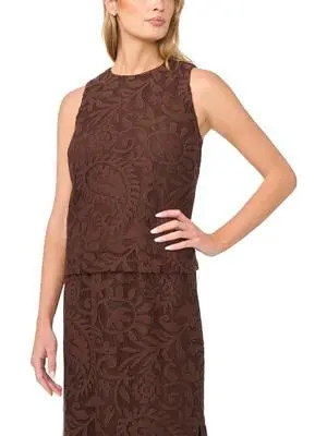 Halogen Lace Sleeveless Top - Chicory Coffee