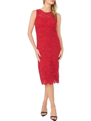 Halogen Crochet Sheath Dress - Crimson Ruby