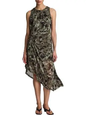 KENNETH COLE Kenneth Cole Sleeveless Asymmetrical Print Midi Dress