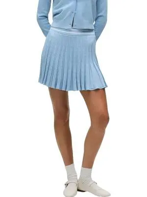 Greyson Pleated Pointelle Sweater Skirt - Wolf Blue