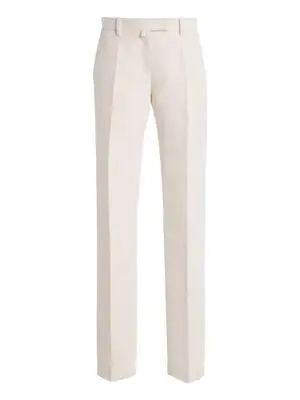 Calvin Klein Slim Silk-blend Straight-leg Pants - Off-white