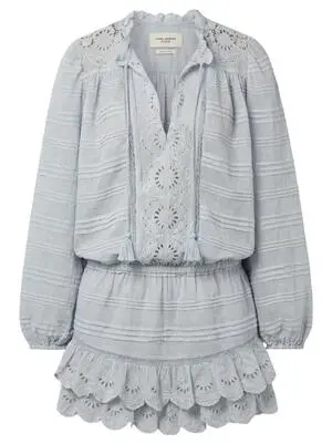 Isabel Marant Étoile Preya Ruffled Cotton Mini Dress - Light Blue