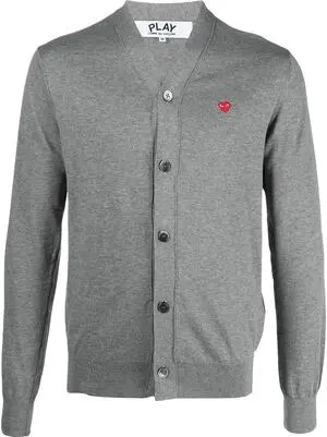 Play Comme Des Garcon Cardigan With Logo Embroidery - Gray