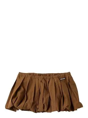 Miu Miu Pleated Checked Mini Skirt - Caramel