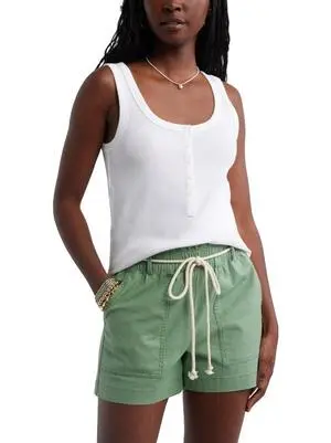 Caslon Cotton Blend Rib Henley Tank - White