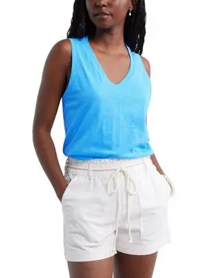 Caslon Cotton Blend Slub Swing Tank - Blue Maya