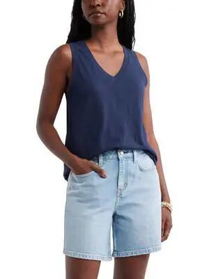 Caslon Cotton Blend Slub Swing Tank - Navy Still