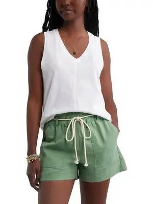 Caslon Cotton Blend Slub Swing Tank - White