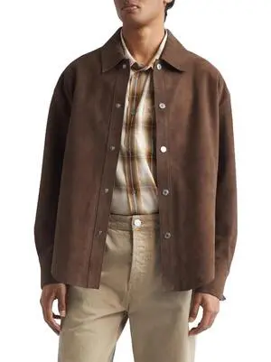 AMI Paris Goatskin Suede Overshirt - Chocolat