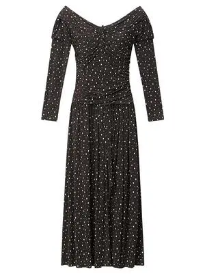 Isabel Marant Étoile Giovana Polka Dot Off-the-shoulder Maxi Dress - Black/ecru