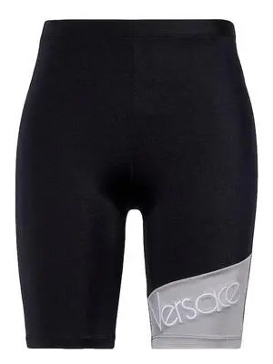 Versace Logo Embroidered Biker Shorts - Black