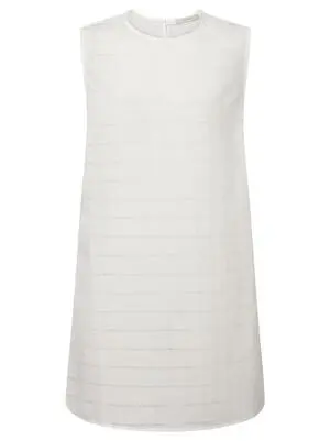 Asceno Sintra Checked Linen And Cotton Minidress - White