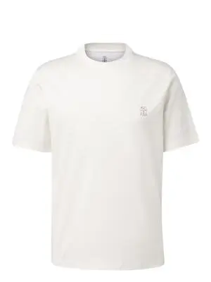 Brunello Cucinelli Logo Cotton Jersey T-shirt - White