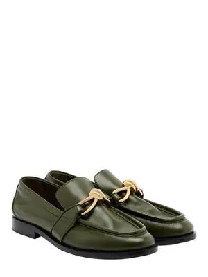 Bottega Veneta Astaire Knot Leather Loafers - Green