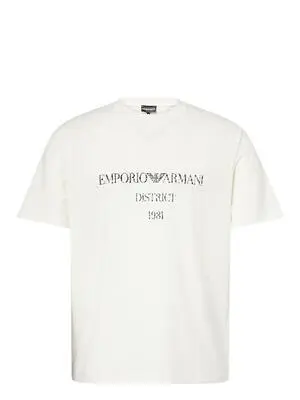 Emporio Armani Milano Text-print Cotton T-shirt - Snow White