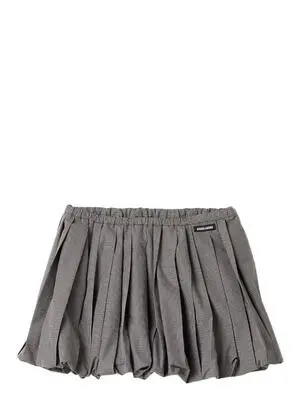 Miu Miu Pleated Gingham Check Skirt - Grey