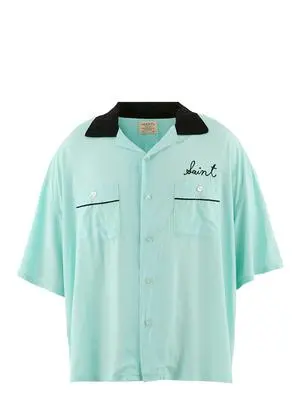 SAINT MXXXXXX Trump Bowling Shirt - Blue