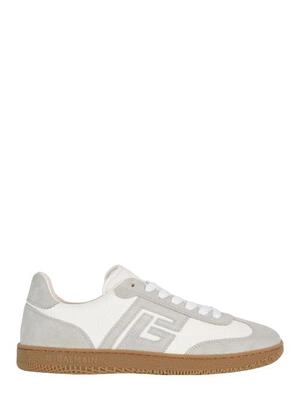 Balmain Swan Leather And Suede Lace-up Sneakers - Grey