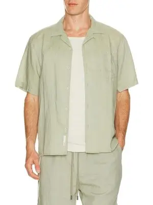 Onia Air Linen Convertible Vacation Shirt In Blue - Elm