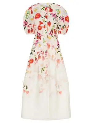 Gabriela Hearst Ignis Maxi Shirtdress In Uruguayan Flowers Printed Linen - Nude Multi