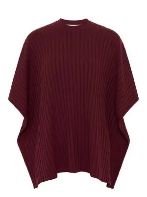 Gabriela Hearst Baron Knit Cropped Poncho In Merino Wool Cashmere - Bordeaux