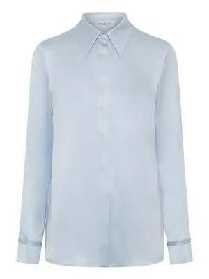 Gabriela Hearst Cruz Silk Satin Shirt - Light Blue
