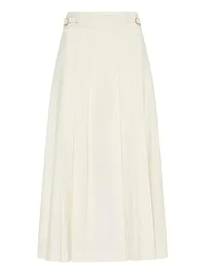Gabriela Hearst Pleated Midi Skirt In Sea Island Cotton Corduroy - Ivory