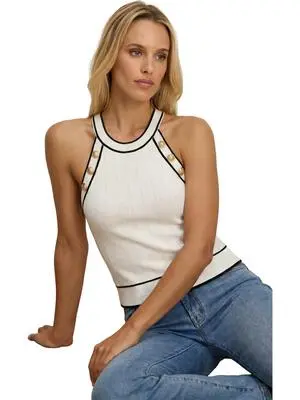 THE NOLI SHOP Martha Button Halter Tank - White