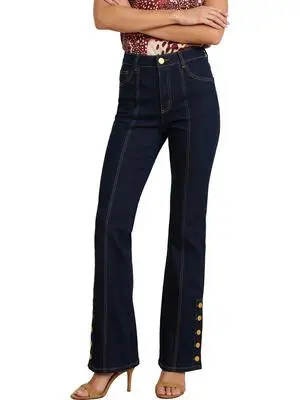 THE NOLI SHOP Veronica Button Jean - Indigo