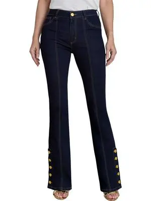 THE NOLI SHOP Veronica Button Jean Flare - Indigo