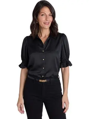 THE NOLI SHOP Cindy Ruffle Sleeve Blouse - Black