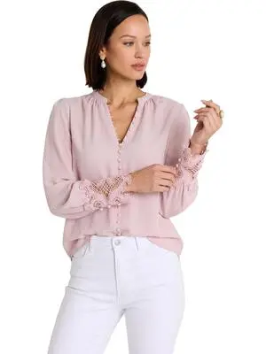 THE NOLI SHOP Blake Lace Sleeve Blouse - Blush