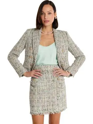 THE NOLI SHOP Gabrielle Double Breasted Blazer - Teal Multi