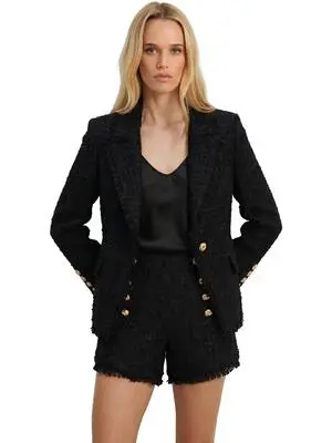 THE NOLI SHOP Giselle Single Breasted Tweed Blazer - Black