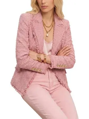 THE NOLI SHOP Giselle Single Breasted Tweed Blazer - Blush