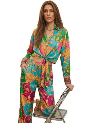 THE NOLI SHOP Cecilia Silk Tie-front Blouse - Dolce Sun
