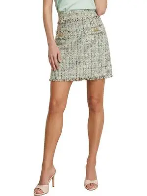 THE NOLI SHOP Lisette Tweed Skirt - Teal Multi