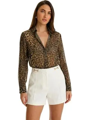 THE NOLI SHOP Ana Chiffon Blouse - Leopard