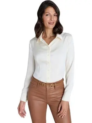 THE NOLI SHOP Paulina Silk Blouse - Pearl