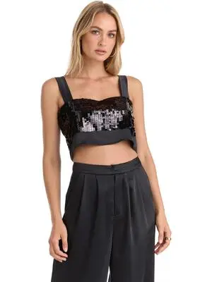 THE NOLI SHOP Zoey Sequin Crop Top - Black