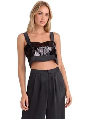 THE NOLI SHOP Zoey Sequin Crop Top - Black