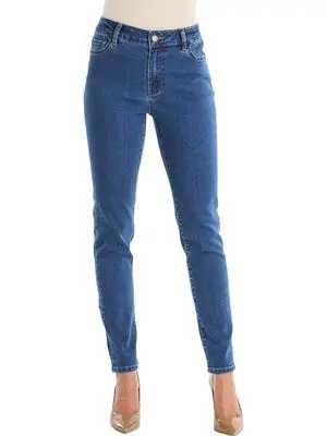 THE NOLI SHOP The Noli Shop Layla Skinny Jean In Dark Wash Stretch Denim Medium Blue