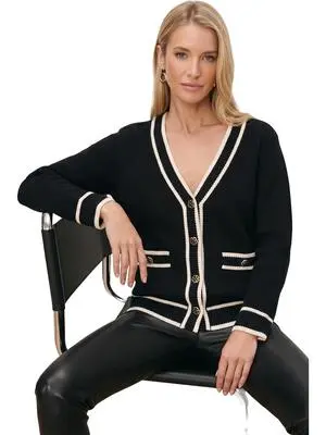 THE NOLI SHOP Devin Rose Contrast Cardigan - Black