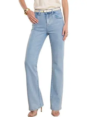 THE NOLI SHOP Brynn Crystal Wide Leg Jeans - Medium Blue