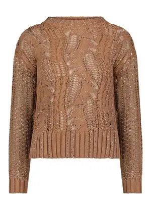 THE NOLI SHOP Elea Crystal Knit Sweater - Mocha