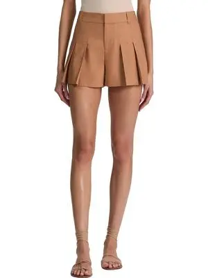Alice + Olivia Blaire Pleated High-rise Shorts - Tan