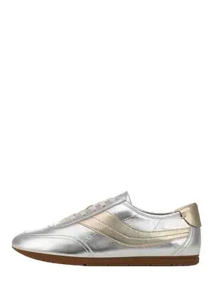 Vince La Metallic Leather Slip-on Runner Sneakers - Silver