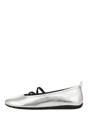 Vince Coralie Metallic Leather Ballet Sneaker - Silver