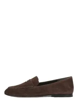 Vince Teo Suede Loafers With Whipstitching - Cacao Brown